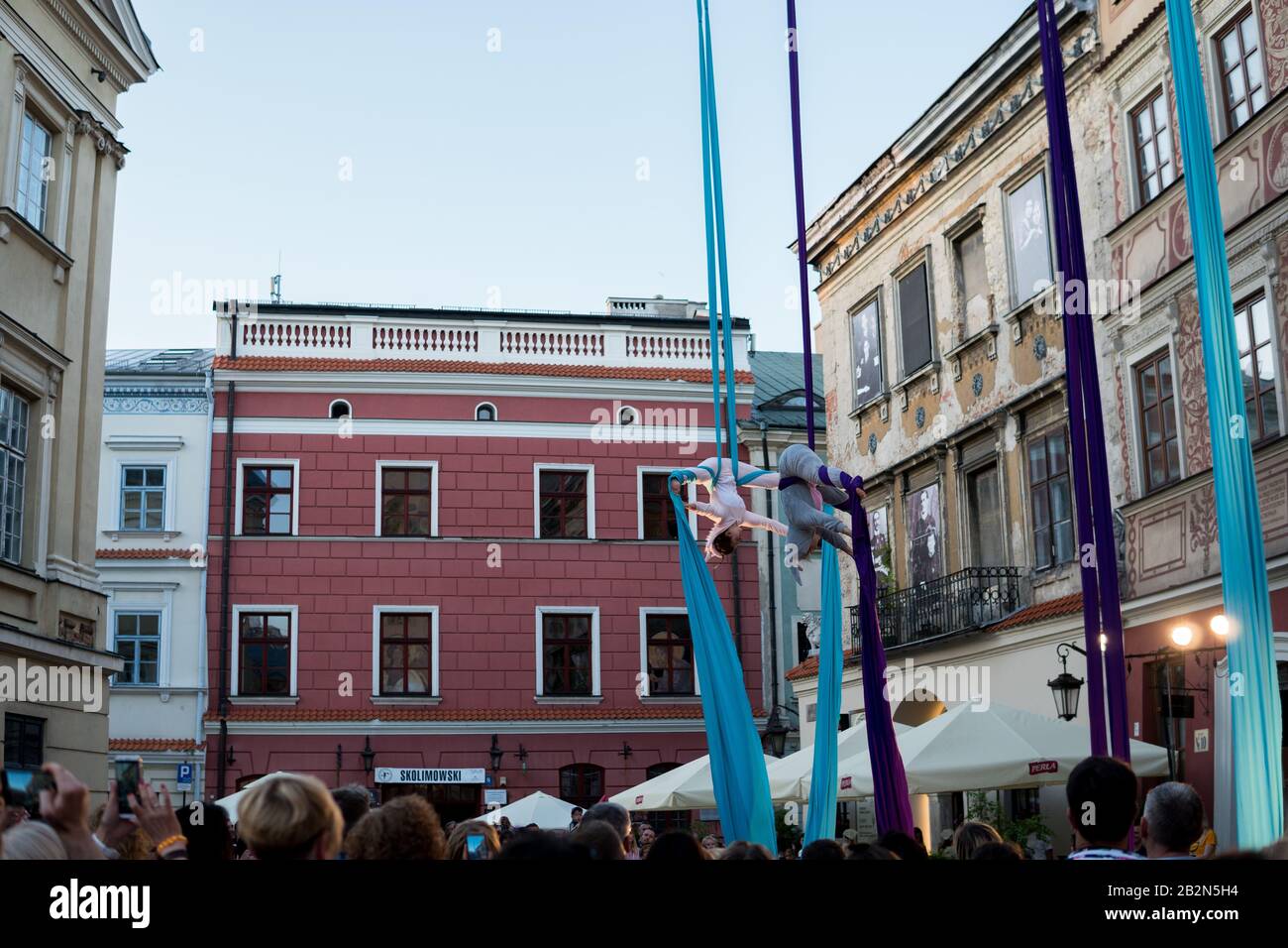 1 June 2019, Lublin, Poland: skywards acrobatic dances with trynitarska ...