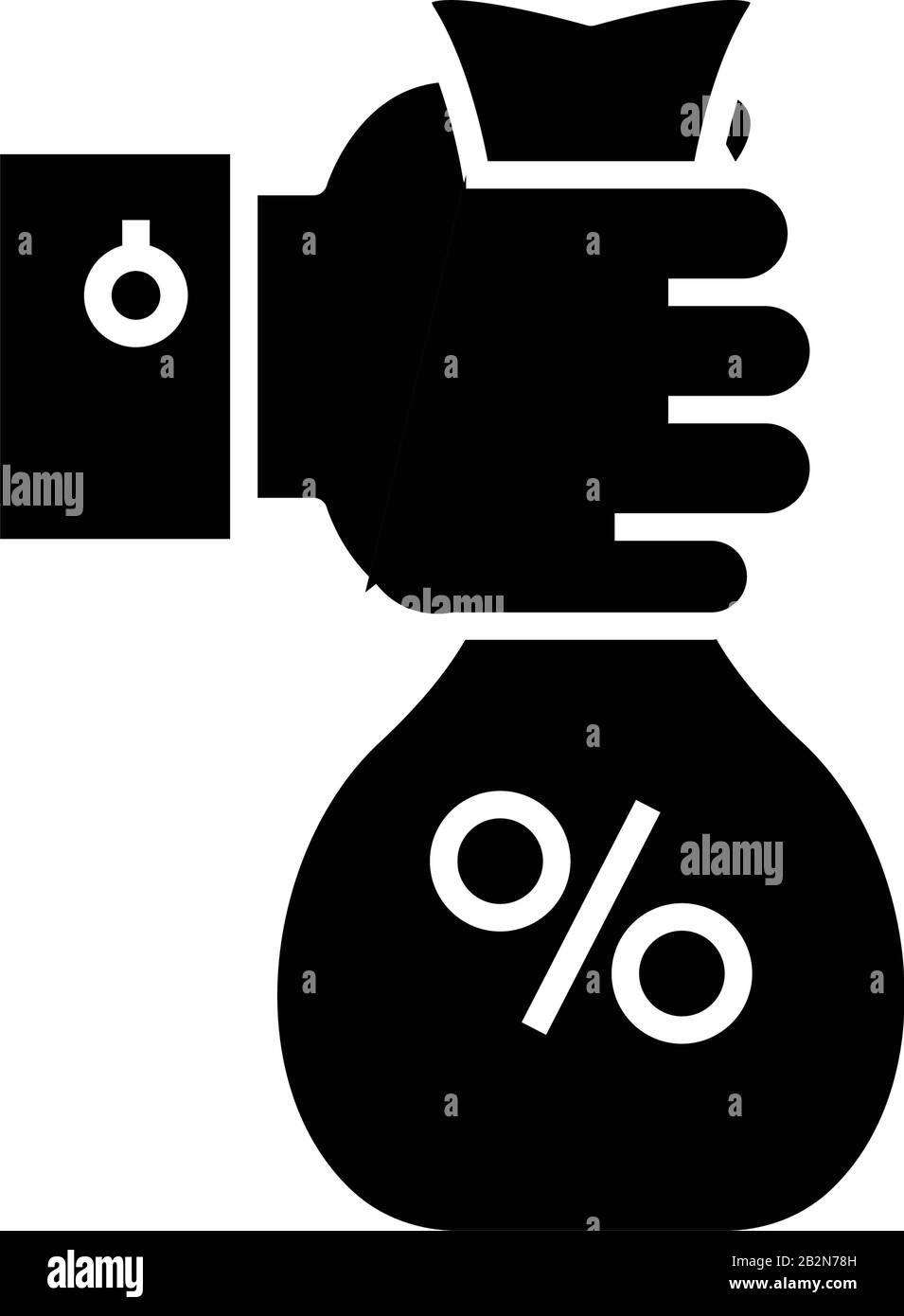 Percentage black icon, concept illustration, vector flat symbol, glyph ...