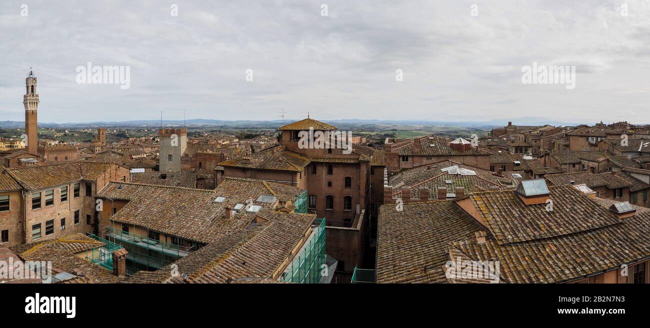Panoramic view of Siena Town in Tuscany from Panorama dal Facciatone at ...