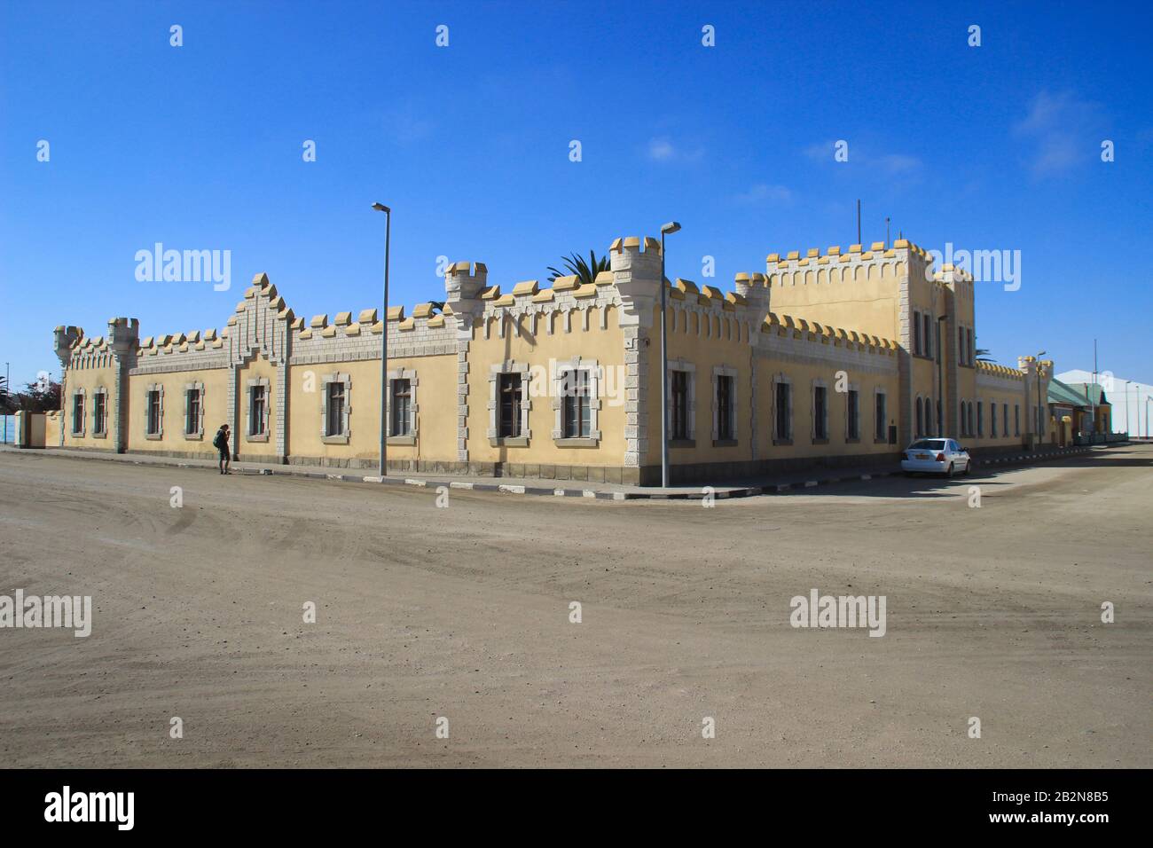 Swakopmund, Namibia - April 18, 2015: Old-time German buildings and ...