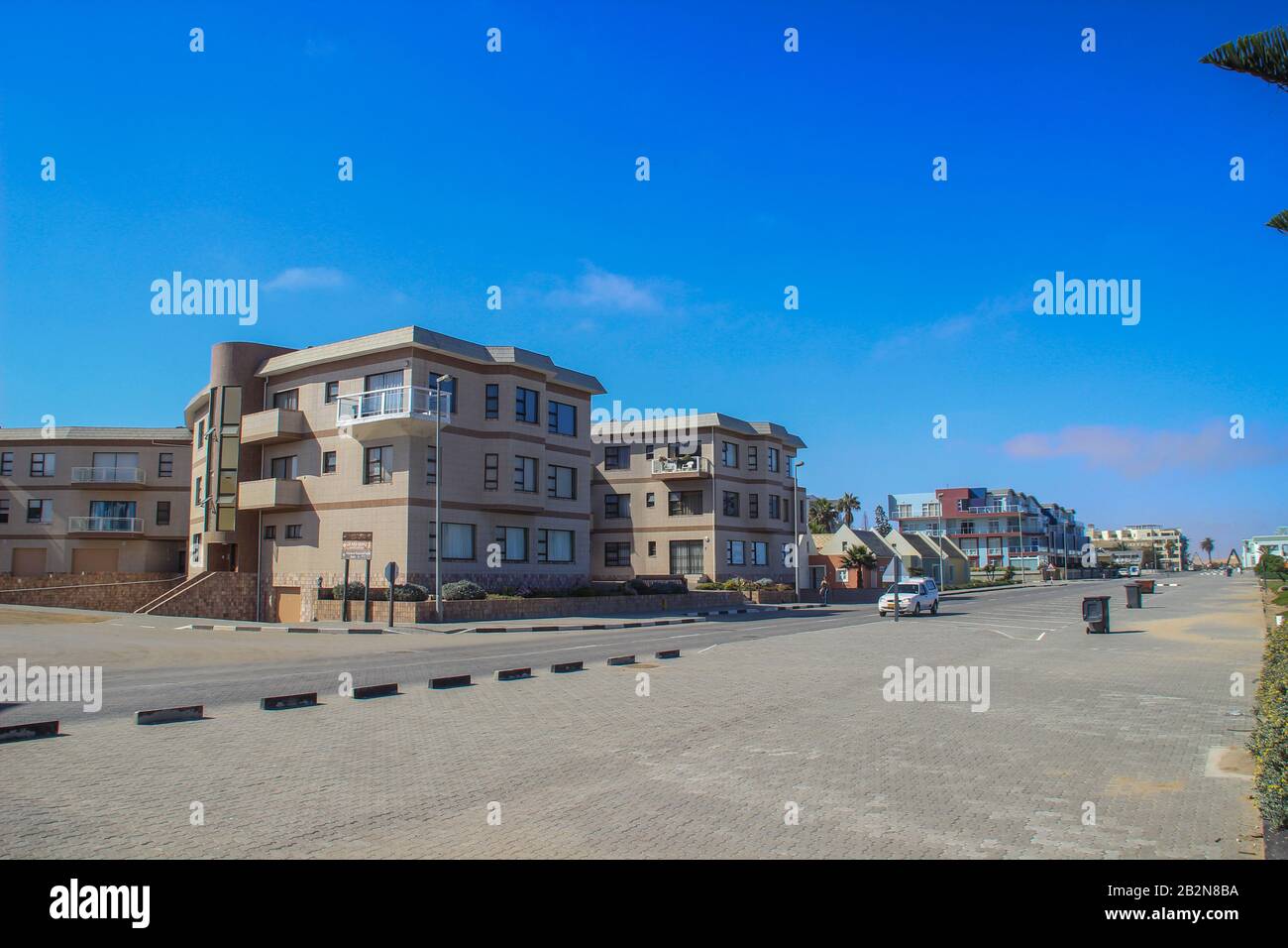 Swakopmund, Namibia - April 18, 2015: modern buildings and architecture ...