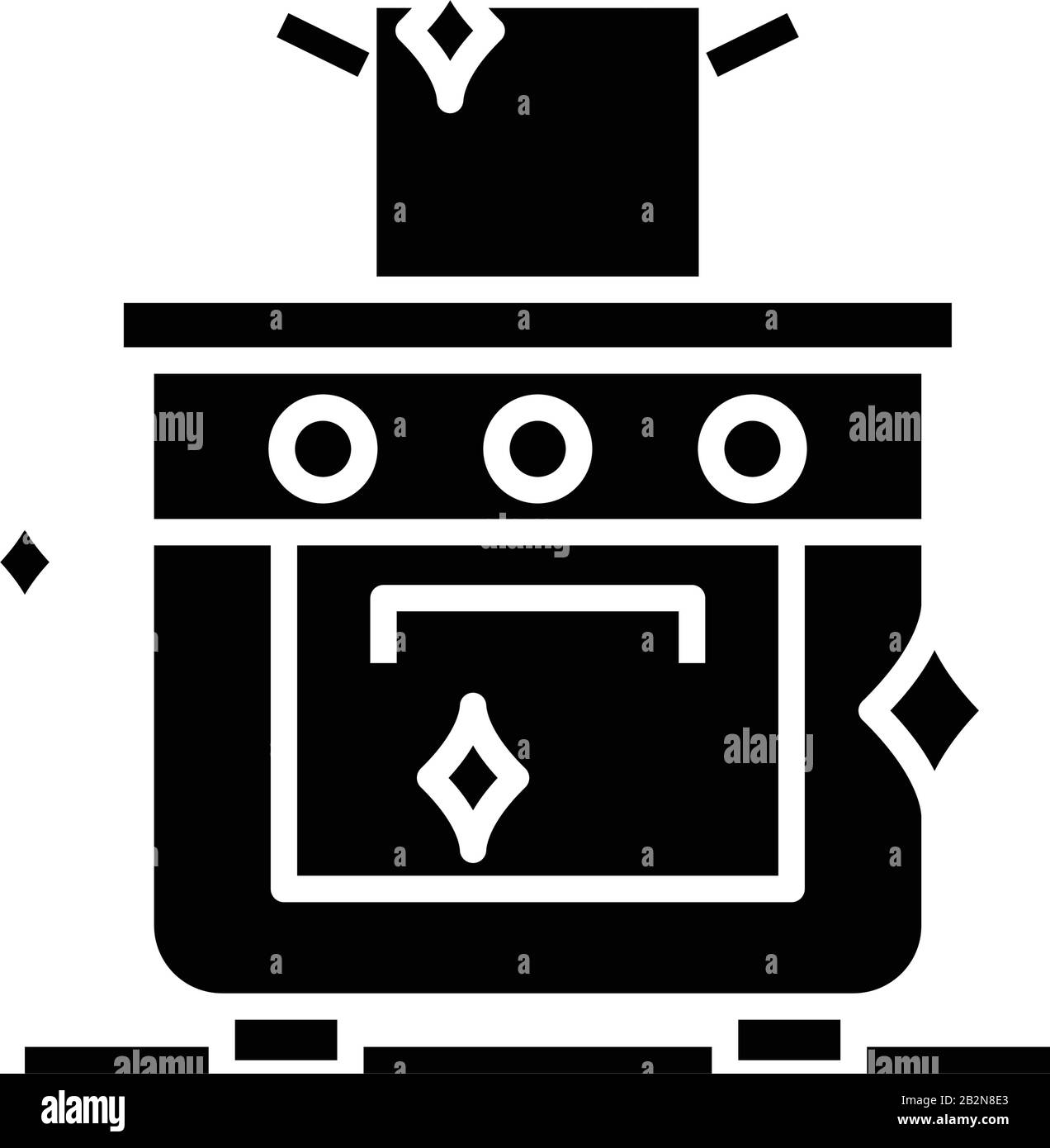 Oven cleaning black icon, concept illustration, vector flat symbol ...