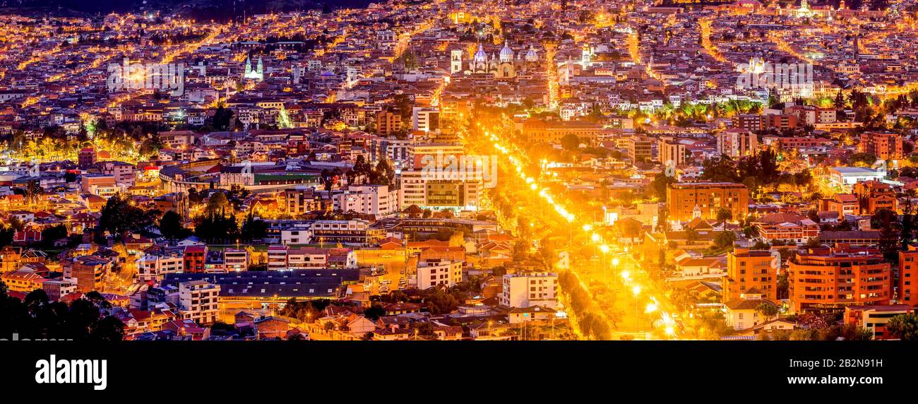 Cuenca Ecuador Night Time Panorama Stock Photo - Alamy