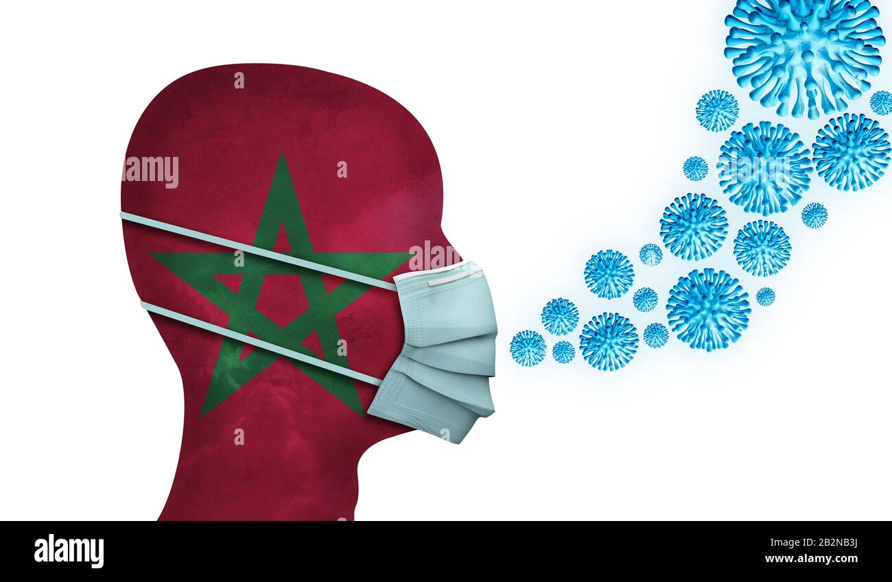 Morocco healthcare. Person with protective face mask. 3D Render Stock ...