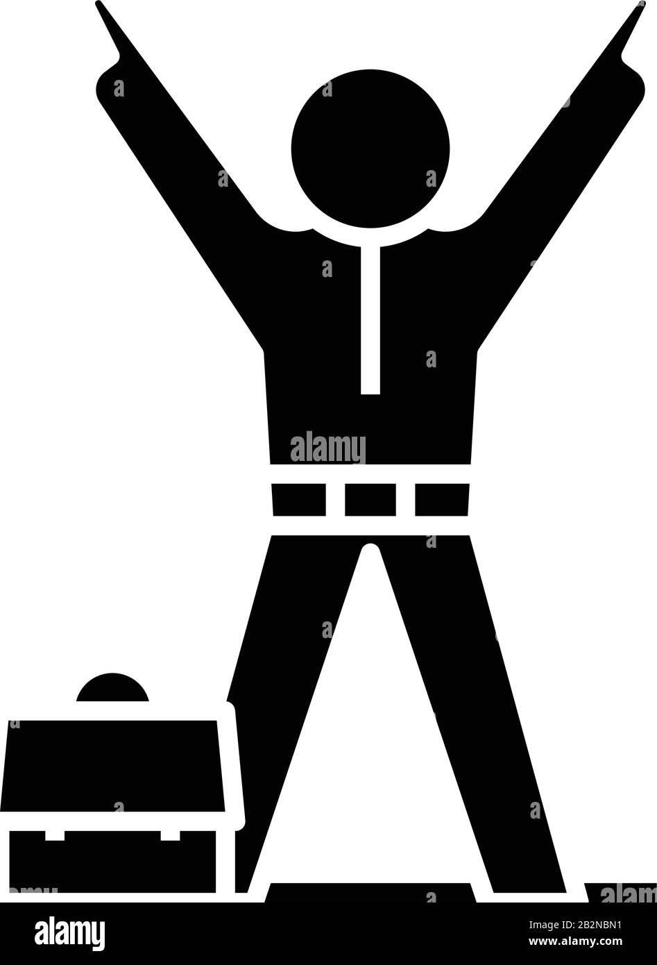 Manager black icon, concept illustration, vector flat symbol, glyph ...