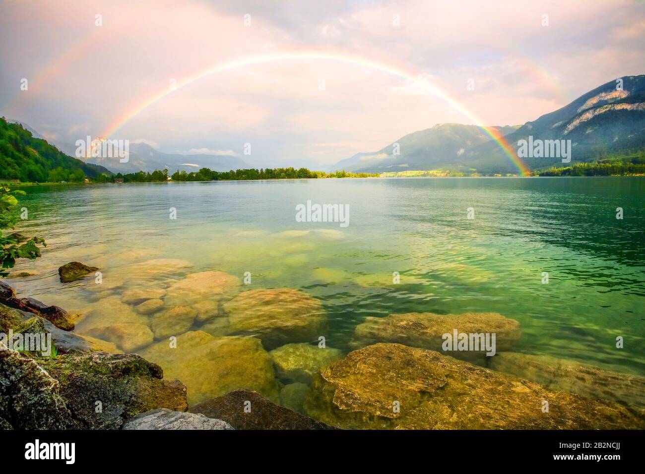 Double Rainbow Over The Lake Wide Angle Lens Tripod Mounted And ...