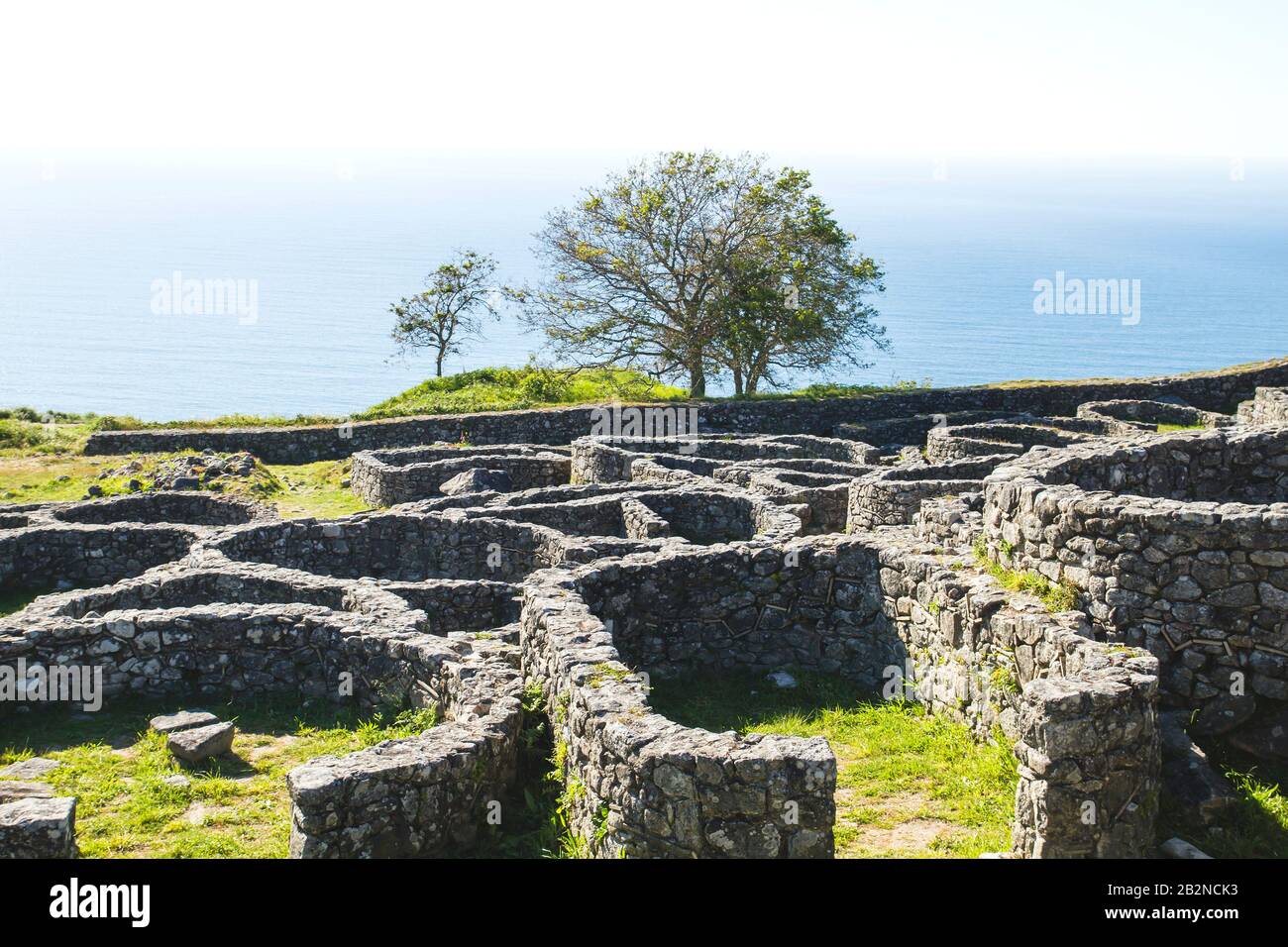 Ancient stone structures in Castro de Santa Trega, Galicia, Spain Stock ...