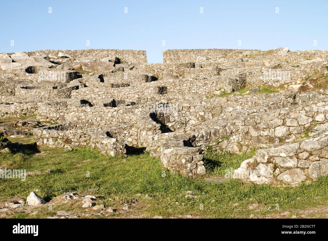 Ancient stone structures in Castro de Santa Trega, Galicia, Spain Stock ...