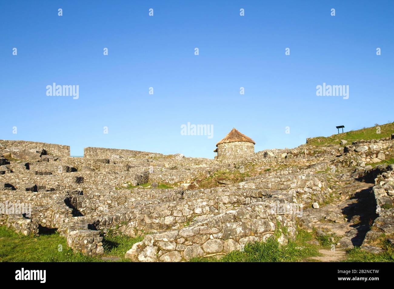 Ancient stone structures in Castro de Santa Trega, Galicia, Spain Stock ...