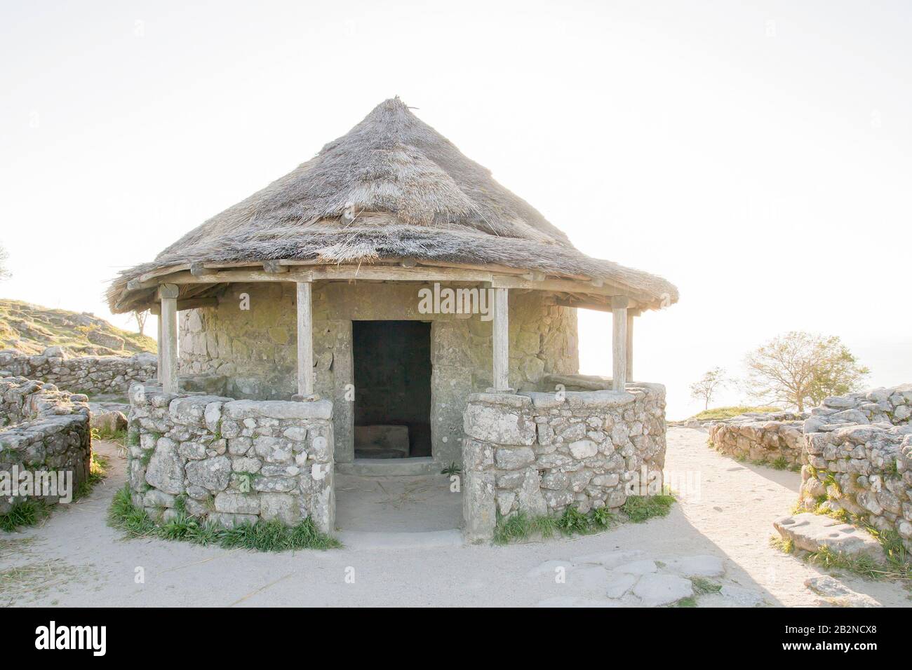 Ancient stone structures in Castro de Santa Trega, Galicia, Spain Stock ...