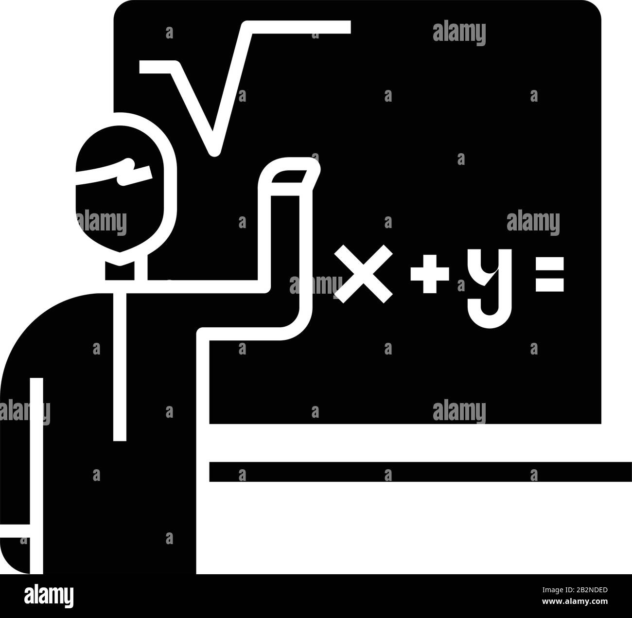 Mathematical solution example black icon, concept illustration, vector ...