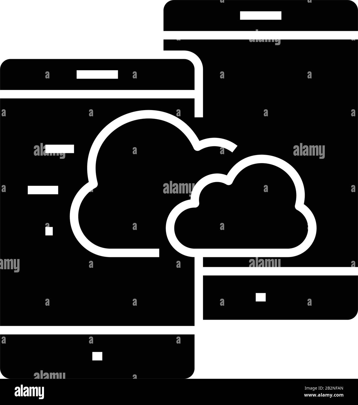 Mobile cloud storage black icon, concept illustration, vector flat ...