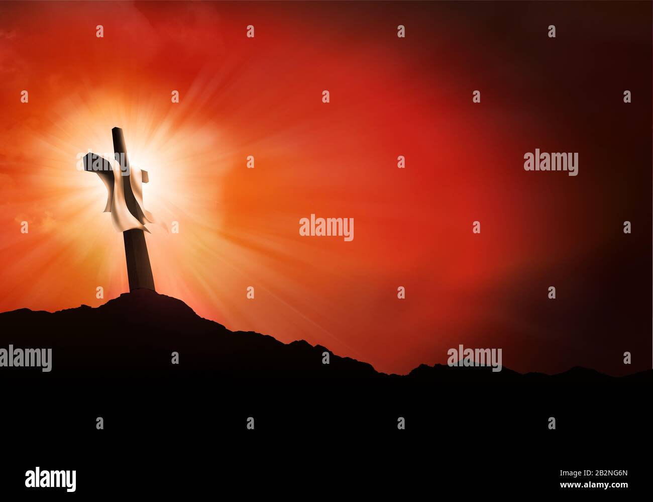 Resurrection or crucifixion. Christian Easter concept. Landscape with ...