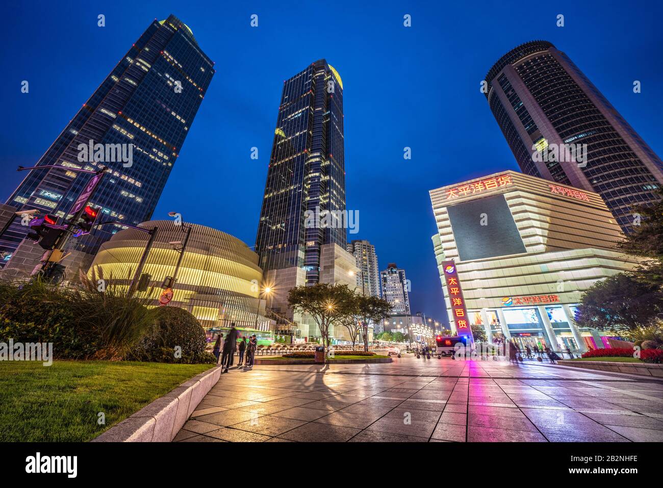 SHANGHAI, CHINA, OCTOBER 26: Night view of shopping malls and ...