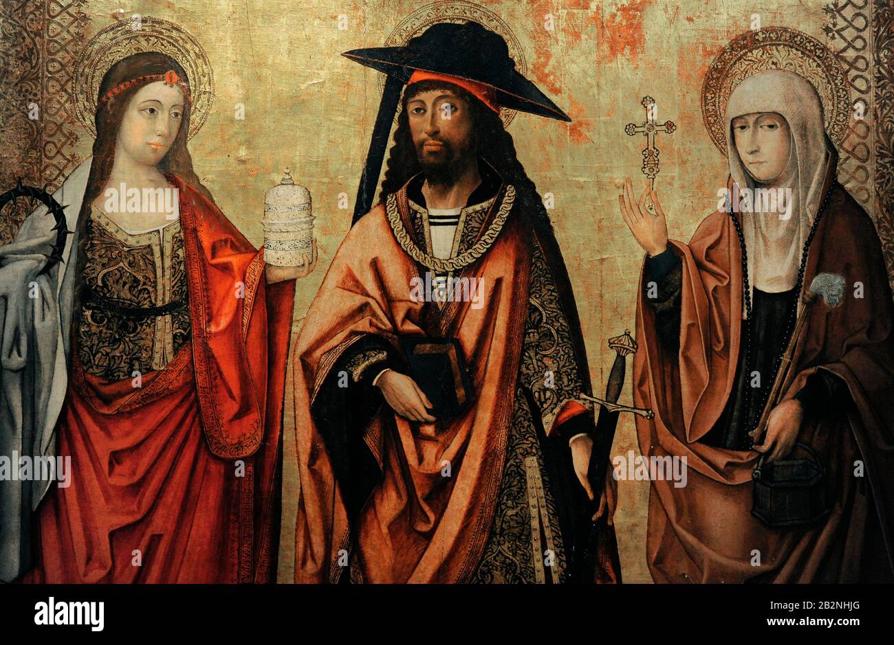 Master of Perea. Saint Lazarus with his Sisters Martha and Mary. Detail ...