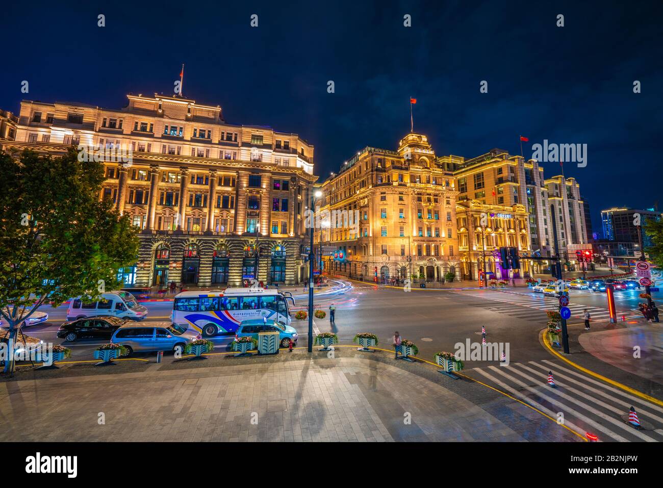 SHANGHAI, CHINA, OCTOBER 27: Night view of historic colonial buildings ...