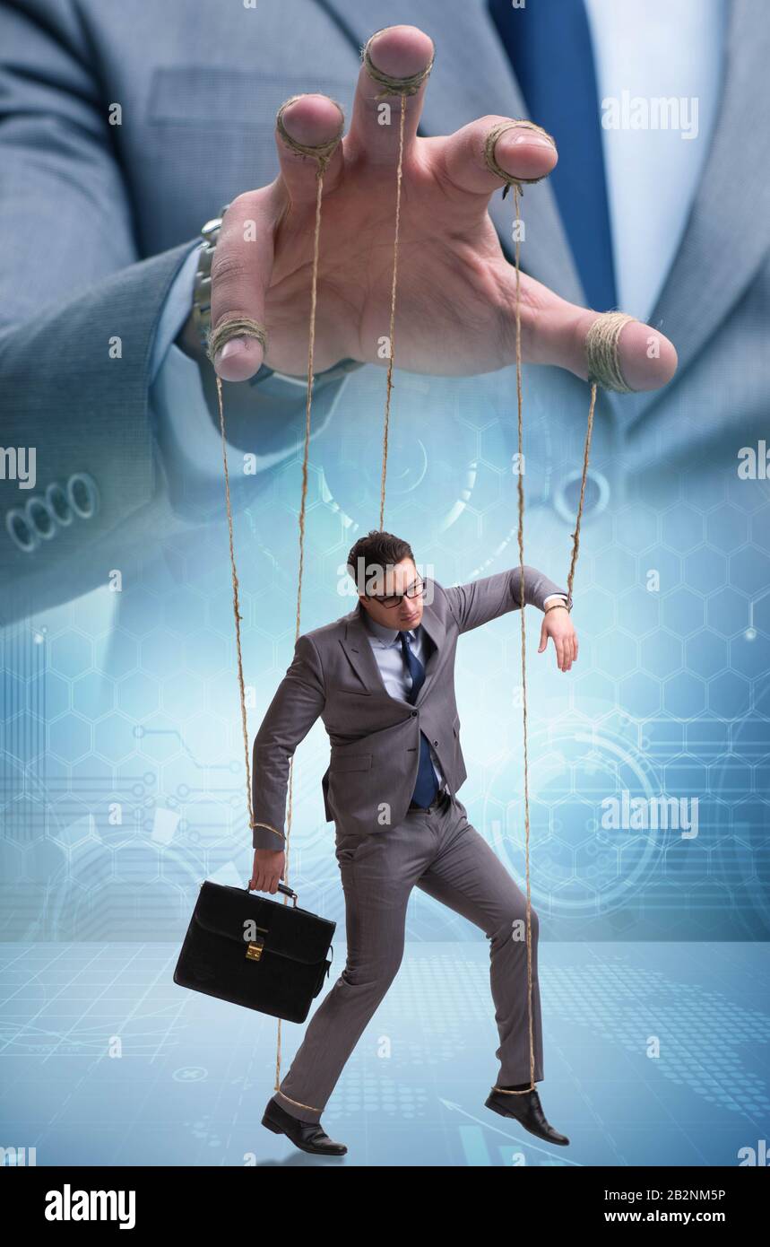 The businessman puppet being manipulated by boss Stock Photo - Alamy
