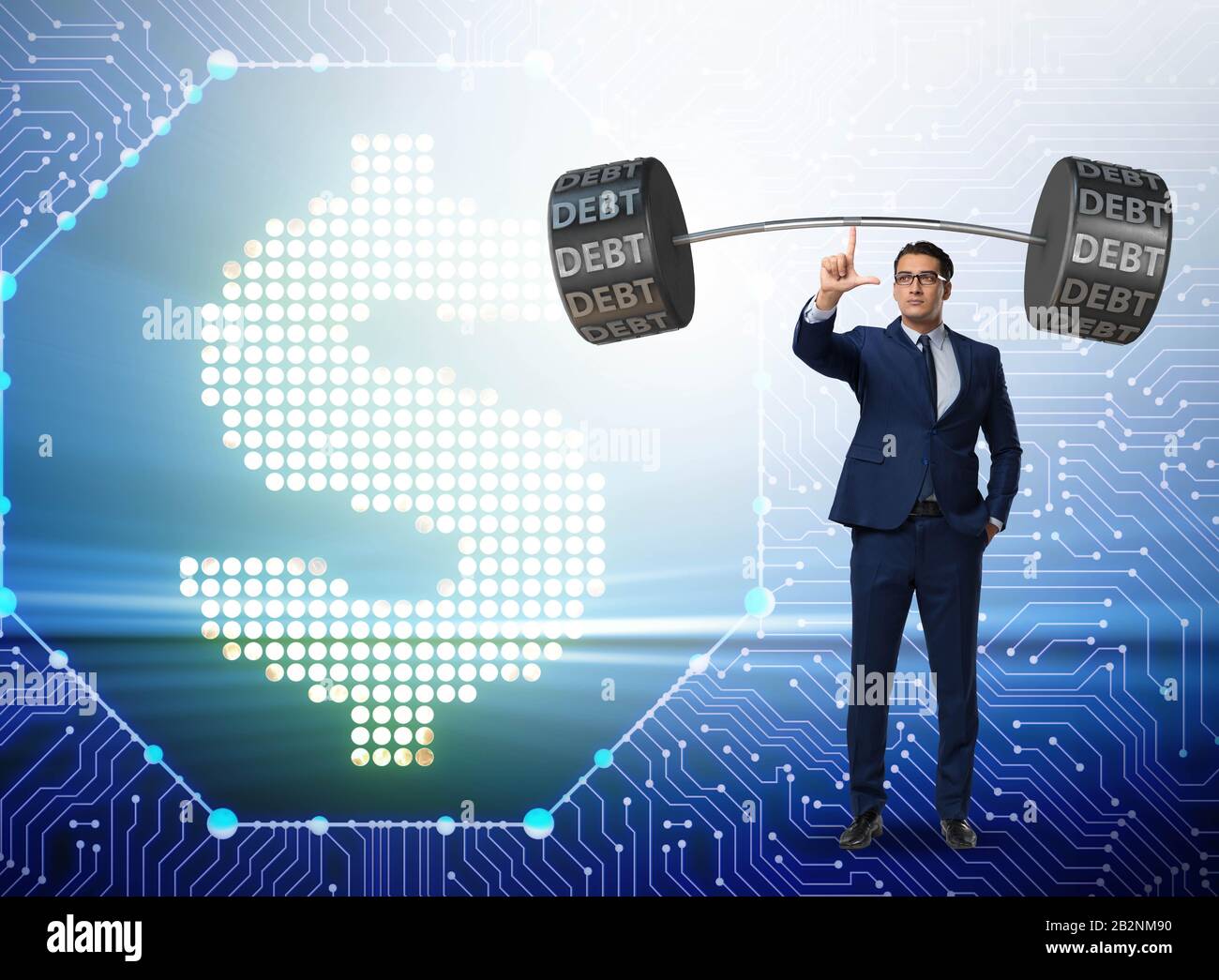 The businessman under heavy burden of debt Stock Photo - Alamy