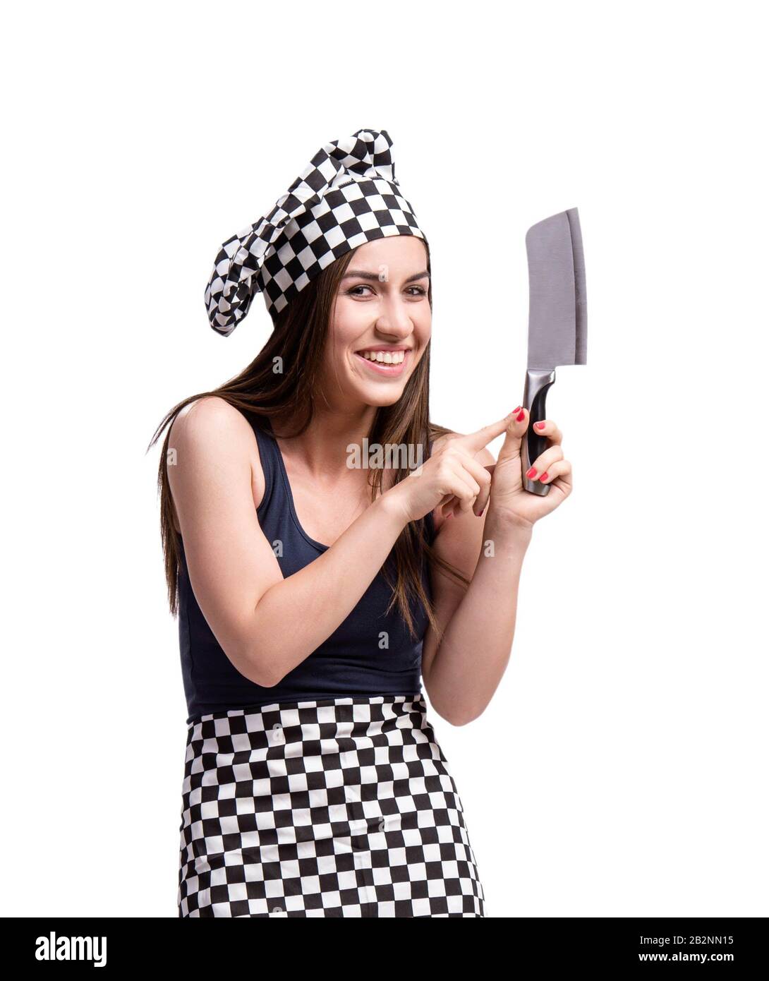The young woman cook isolated on white background Stock Photo - Alamy