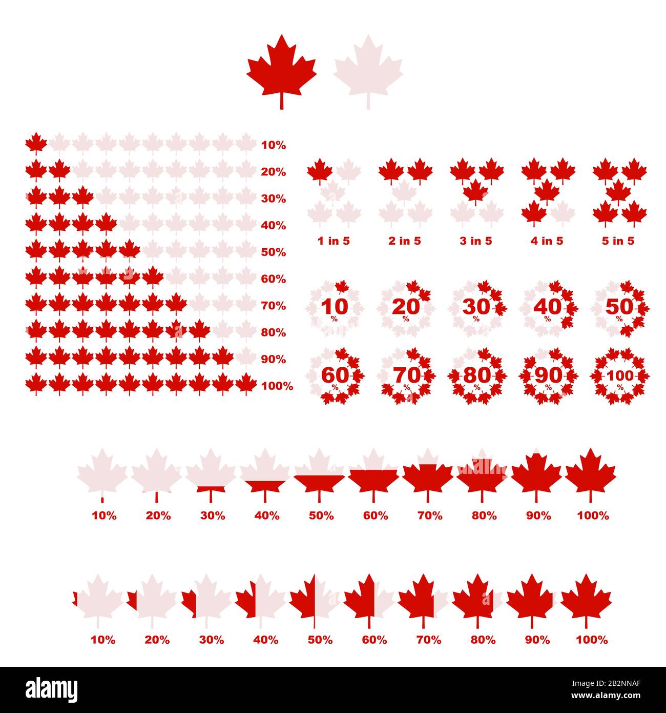 Infographic elements showing a Canadian maple leaf representing ...