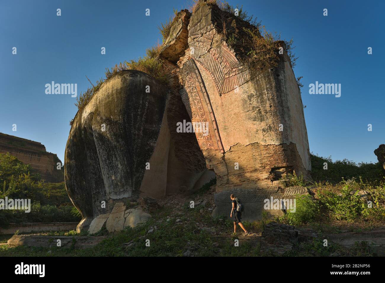 Lions of Stones ruins Mingun Myanmar - brick statue destroyed by ...
