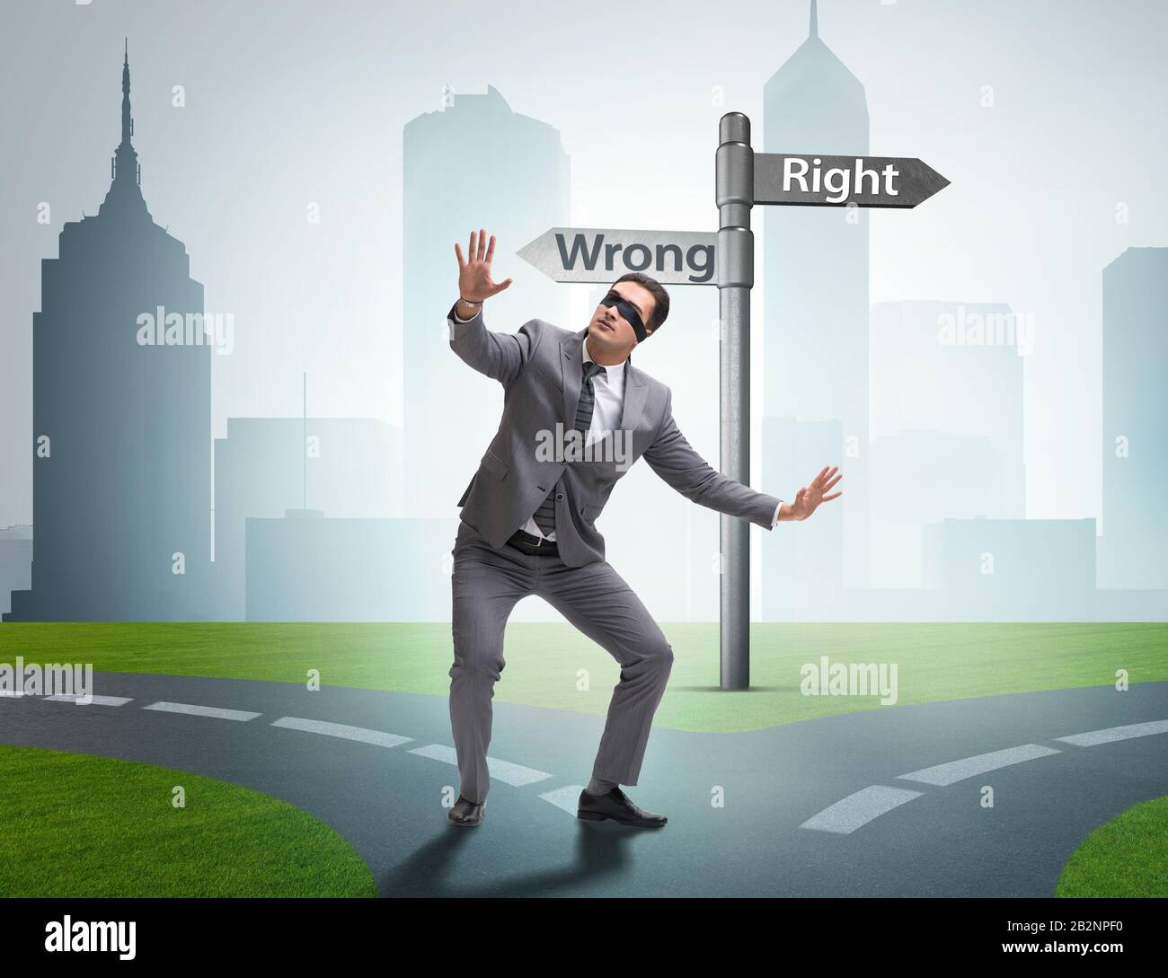 The businessman in difficult choice concept Stock Photo - Alamy