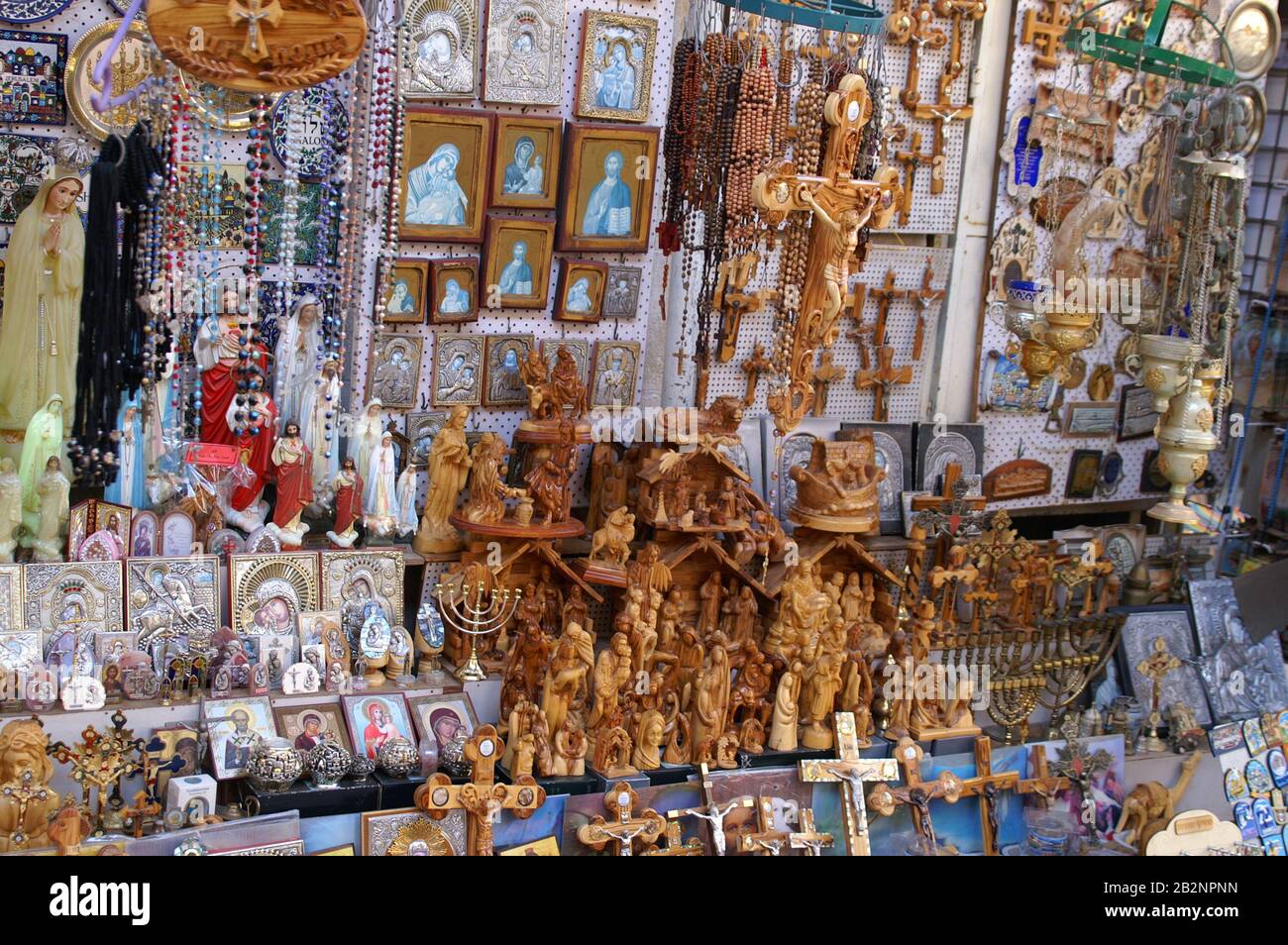 Christian symbols - cross, jesus, icon in the Jerusalem old city east ...