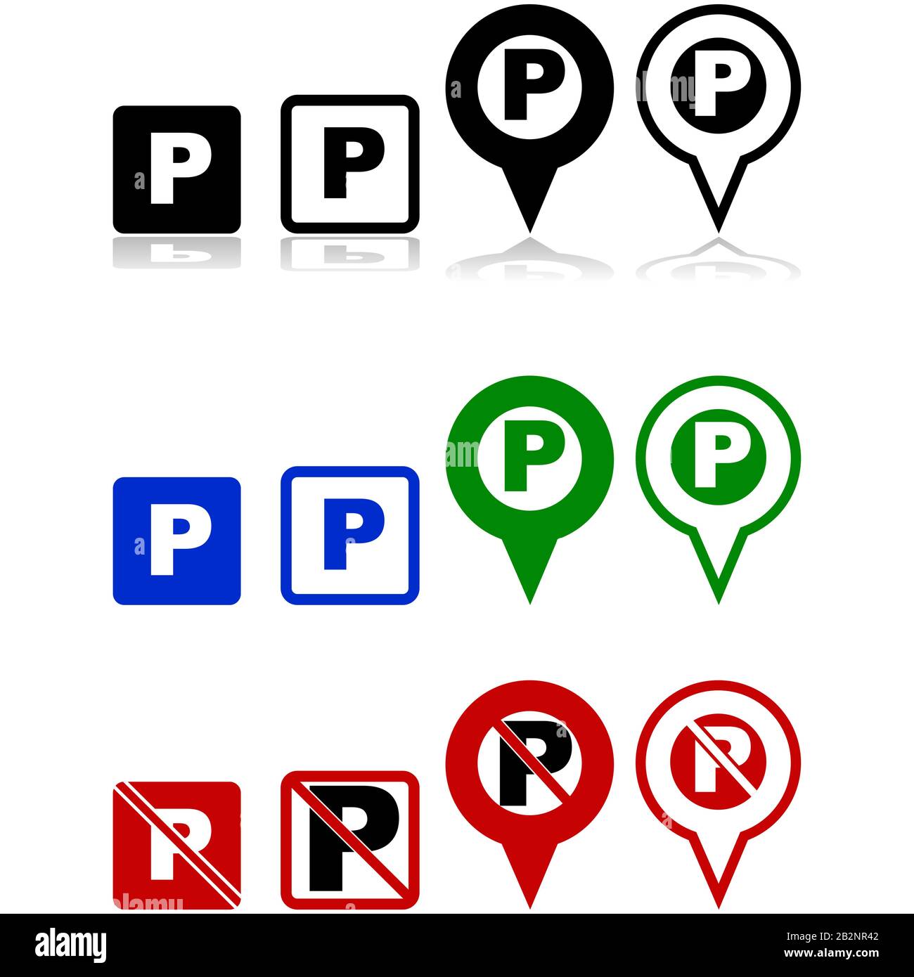 Parking signs and icons for mobile apps and maps Stock Vector Image ...