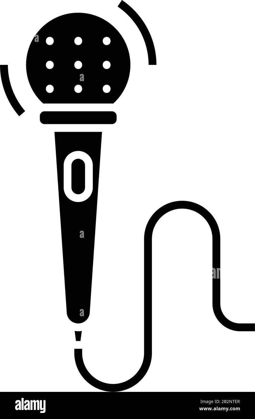 Microphone black icon, concept illustration, vector flat symbol, glyph ...