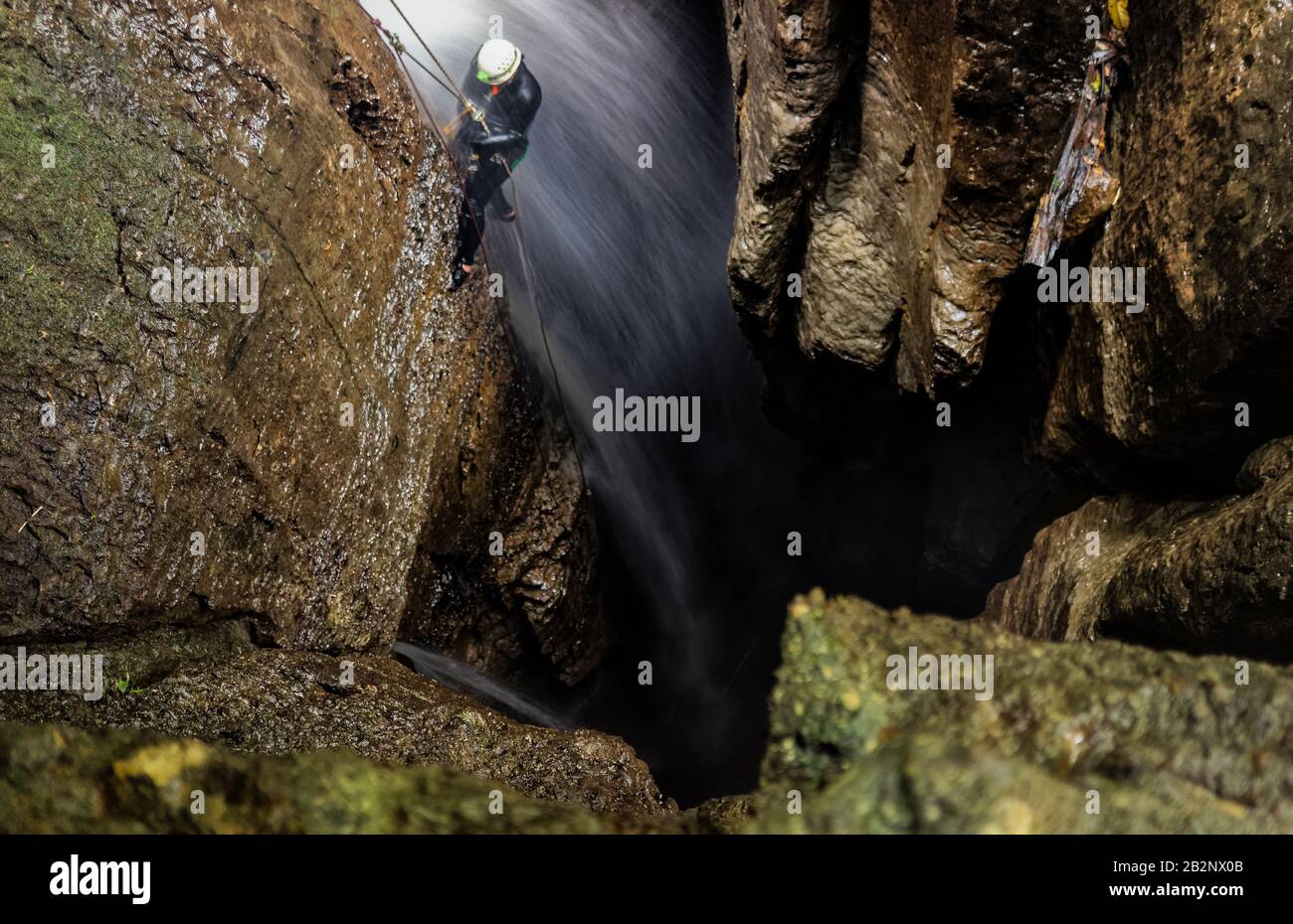 Deep Waterfall Corridor Shaft At Mayei Cavern In Ecuadorian Amazonia ...