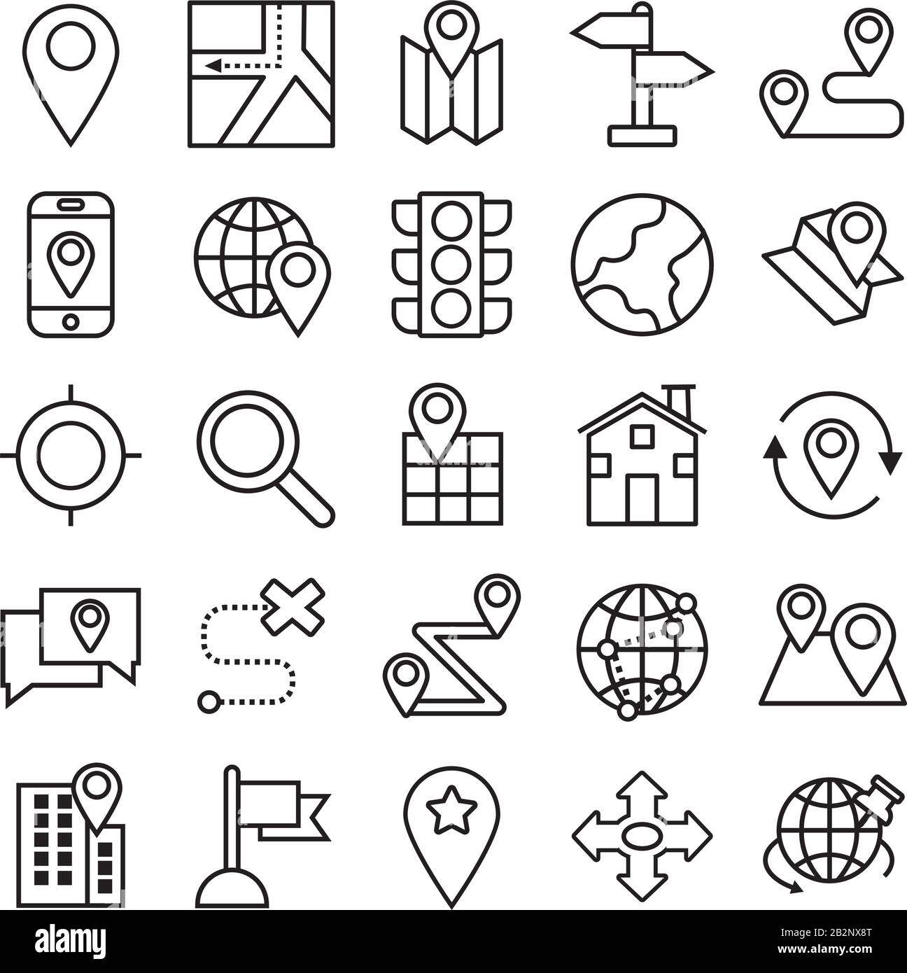 bundle of map line icons Stock Vector Image & Art - Alamy