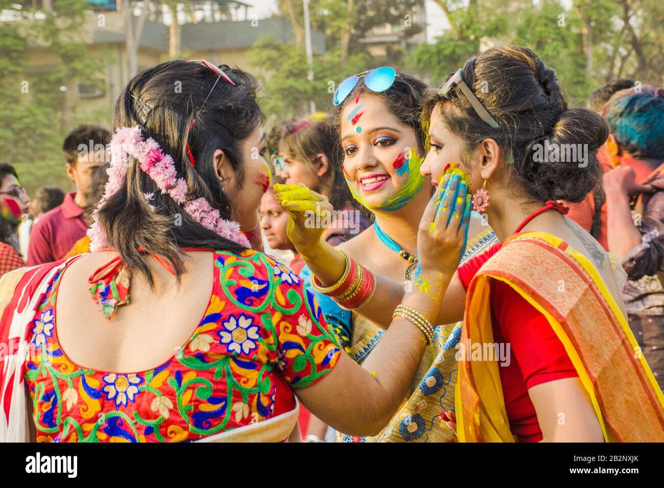 celebrating basanta utsav Stock Photo - Alamy