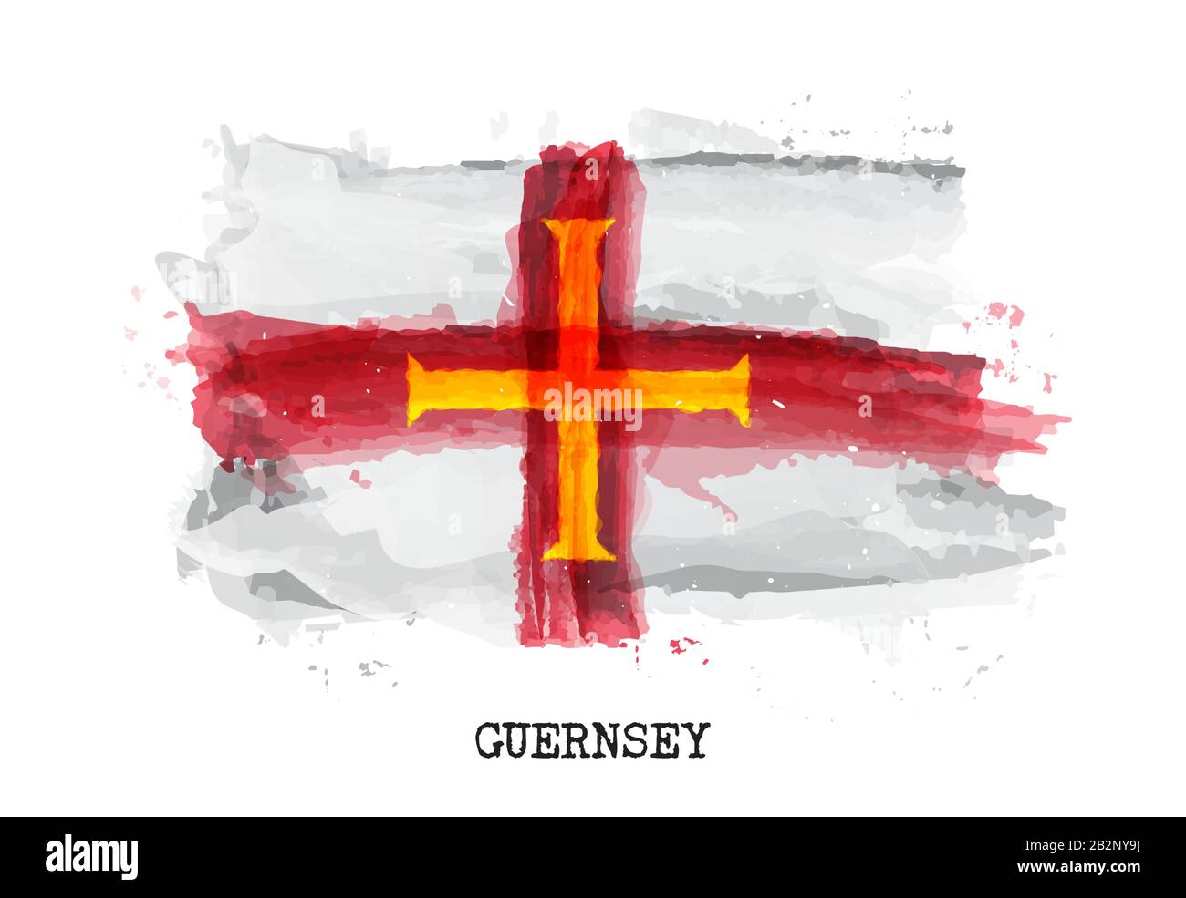 Realistic watercolor painting flag of Guernsey . Vector Stock Vector ...