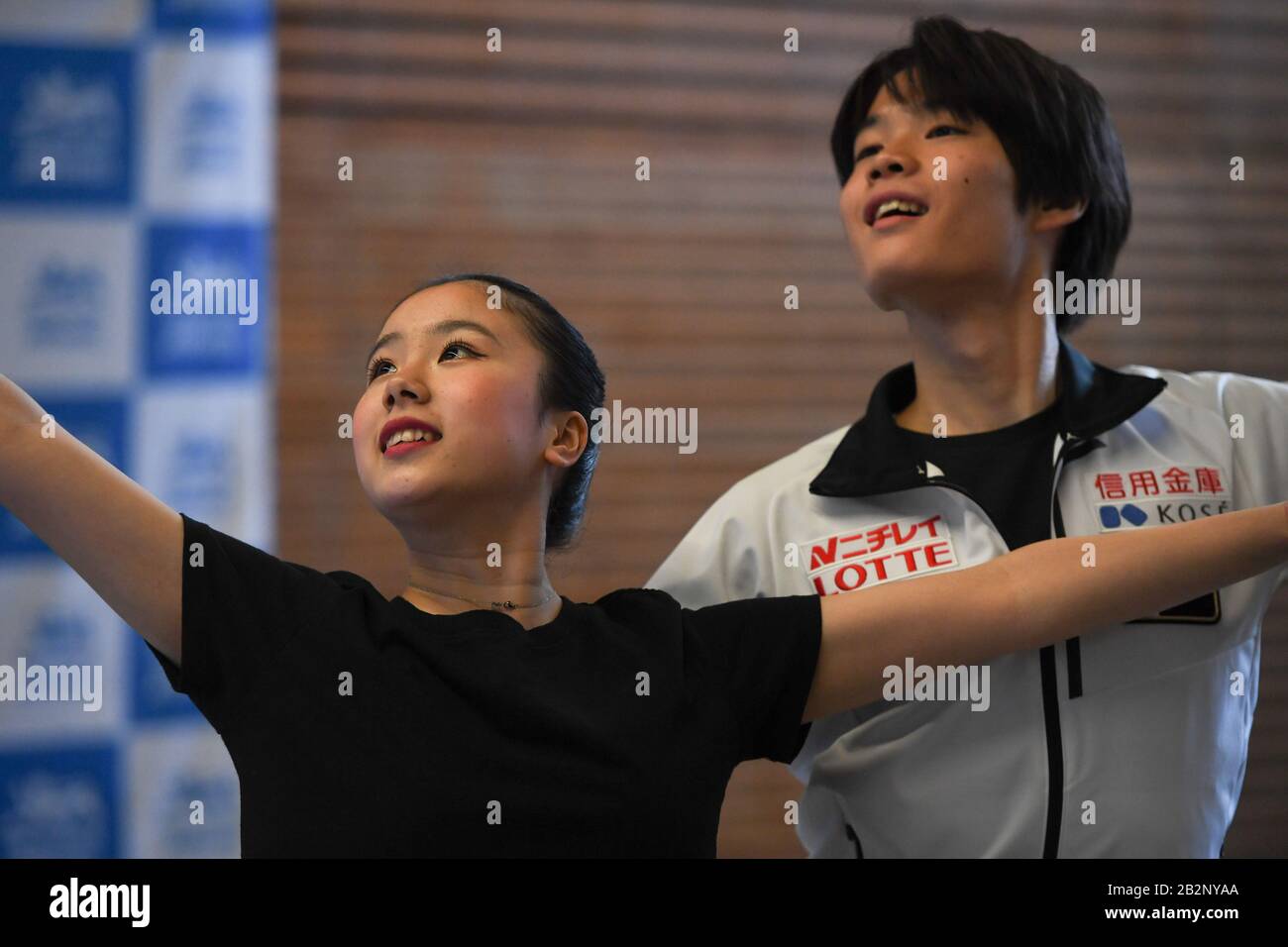 Utana YOSHIDA & Shingo NISHIYAMA from Japan, during Ice Dance practice at the ISU World Junior ...