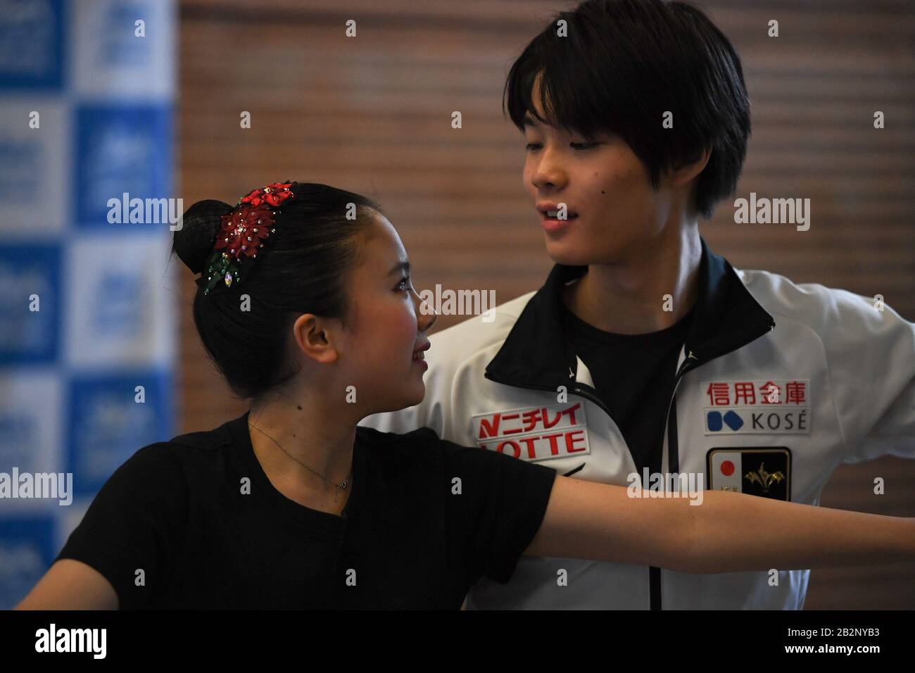 Utana YOSHIDA & Shingo NISHIYAMA from Japan, during Ice Dance practice at the ISU World Junior ...