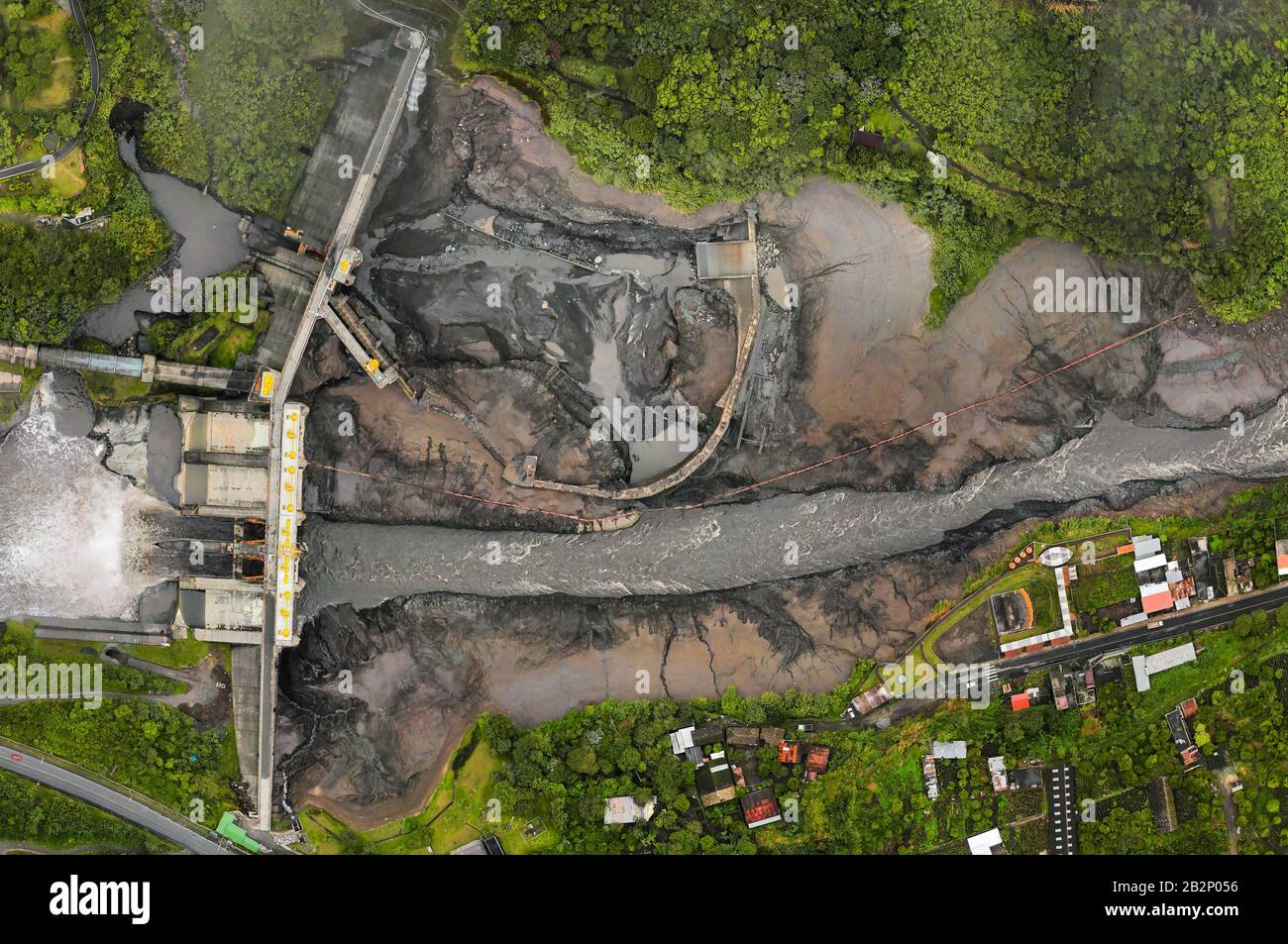 Aerial Unique View Over Empty Water Dam Stock Photo - Alamy