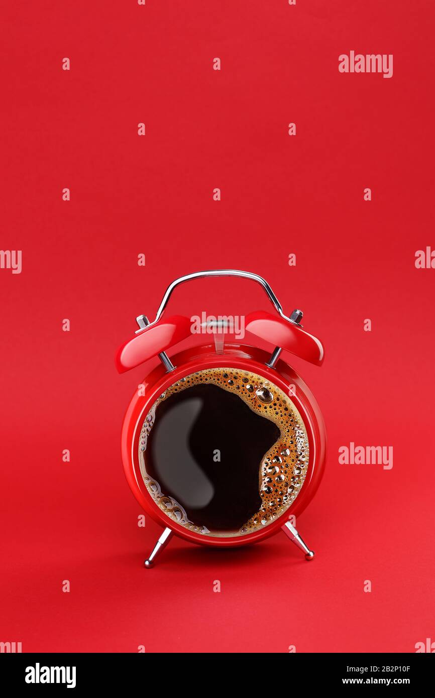 Morning coffee. Coffee time concept. Coffee break. Vintage red twin ...