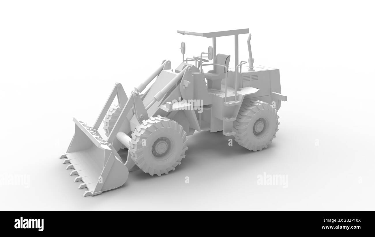 3D rendering of a shovel machine excavator isolated on white background ...