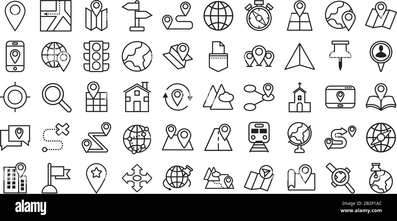 bundle of map line icons Stock Vector Image & Art - Alamy