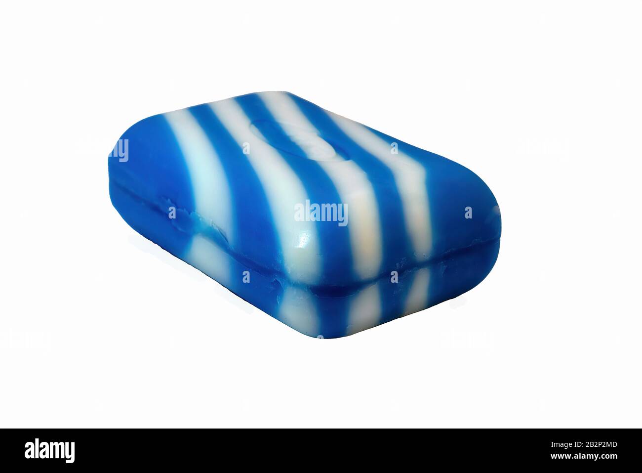 A piece of soap in blue and white isolate on a white background Stock ...