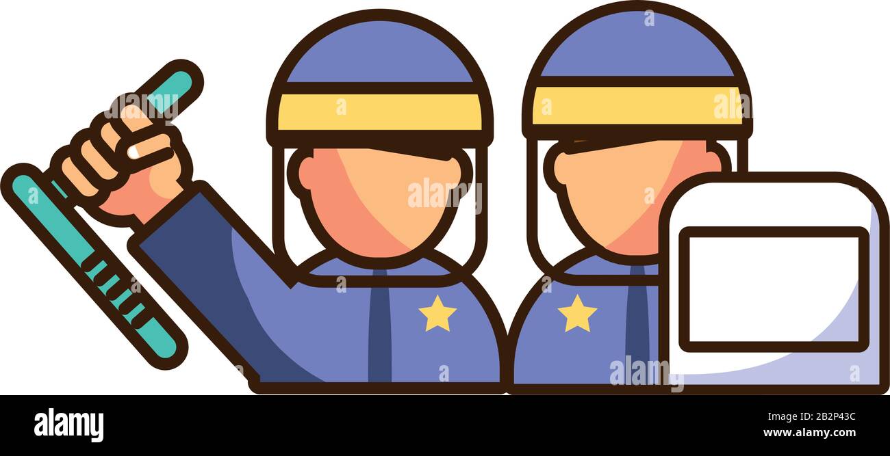 police riot officer in uniform with shield and baton vector ...