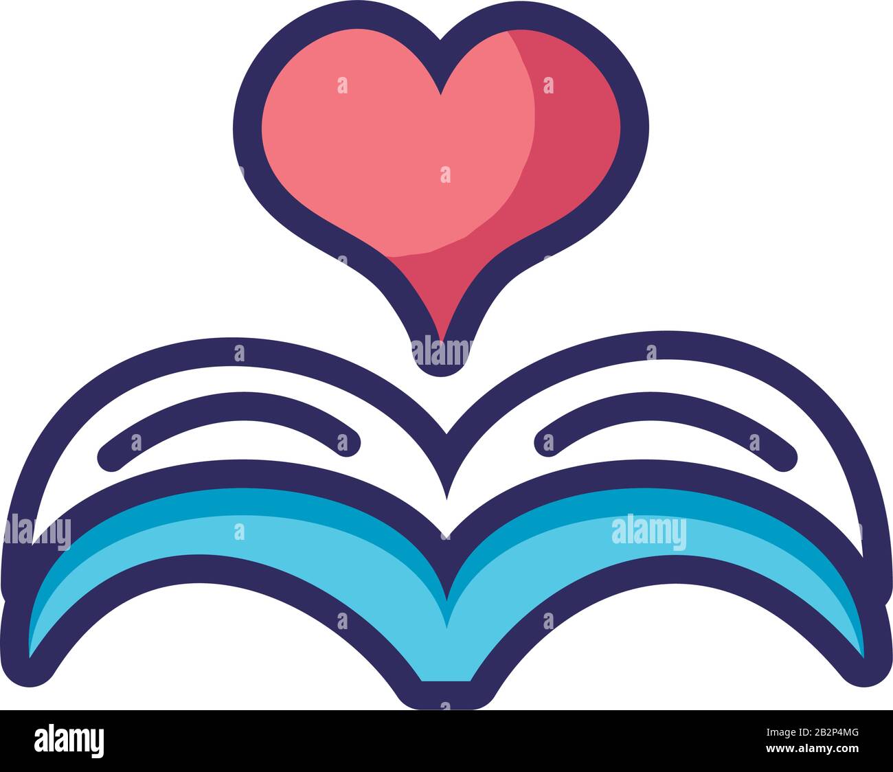 heart and book over white background, line and fill style icon, vector ...