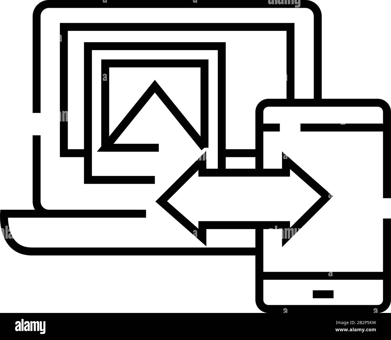 Sync media line icon, concept sign, outline vector illustration, linear ...