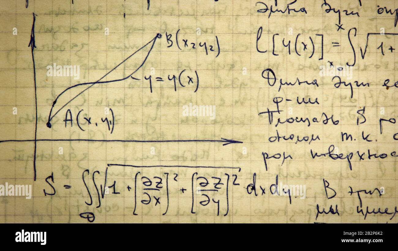 Page of old textured vintage paper with the calculation of the higher ...