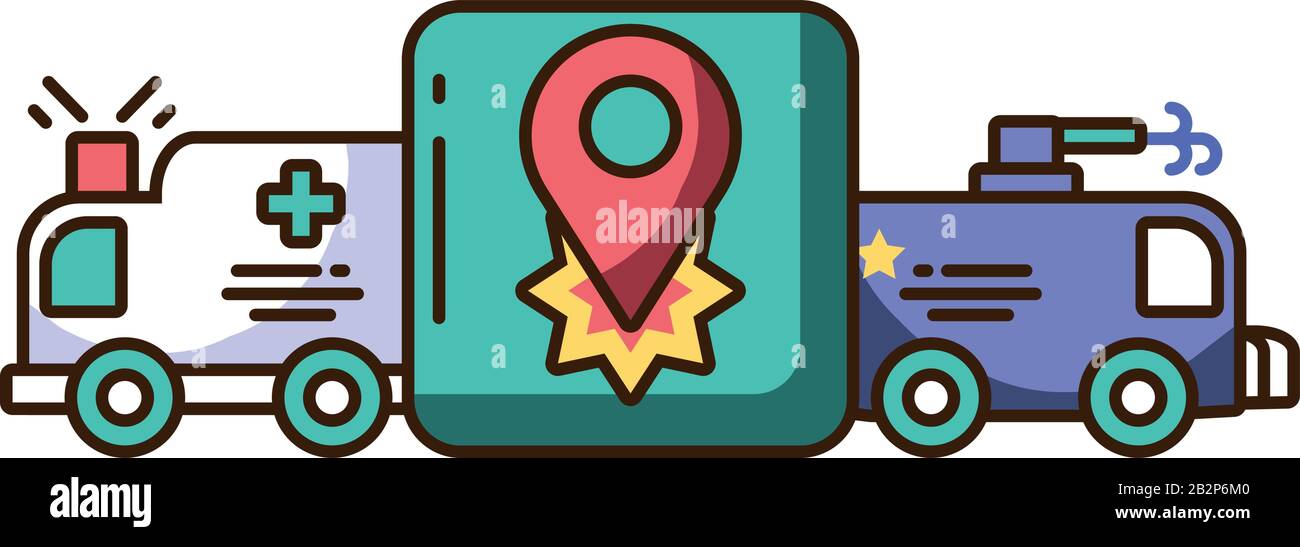 tank armoured, ambulance car on white background vector illustration ...