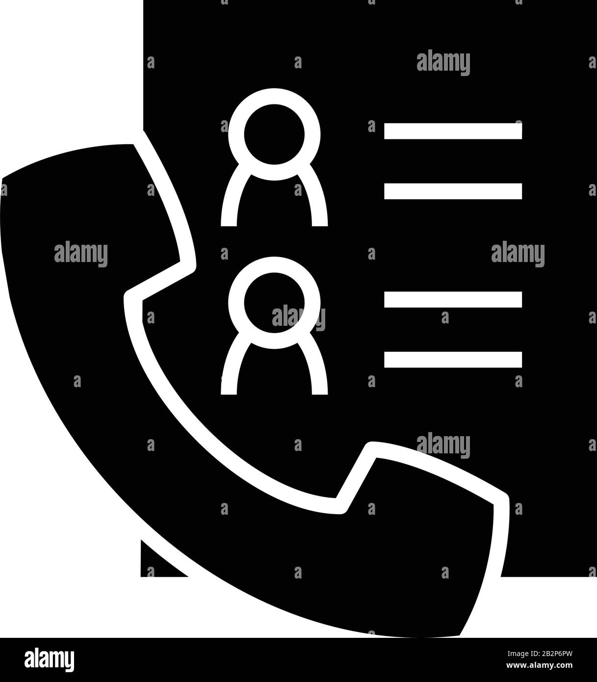 Mobile contacts black icon, concept illustration, vector flat symbol ...
