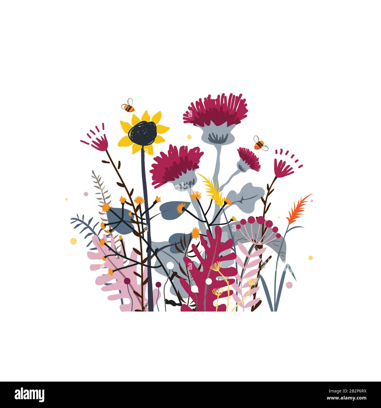 Field of yellow wild flowers Stock Vector Images - Alamy