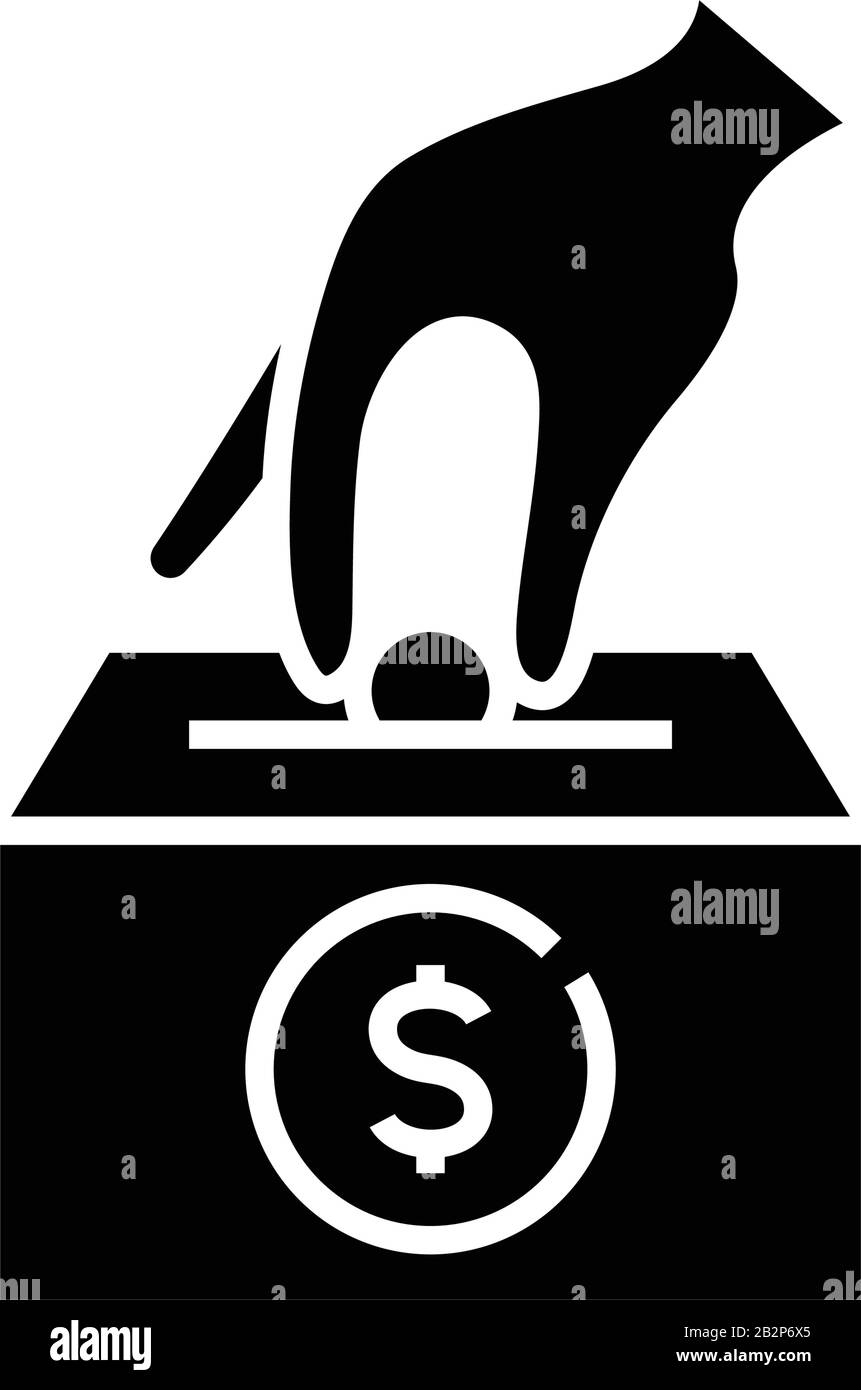 Money safe black icon, concept illustration, vector flat symbol, glyph ...