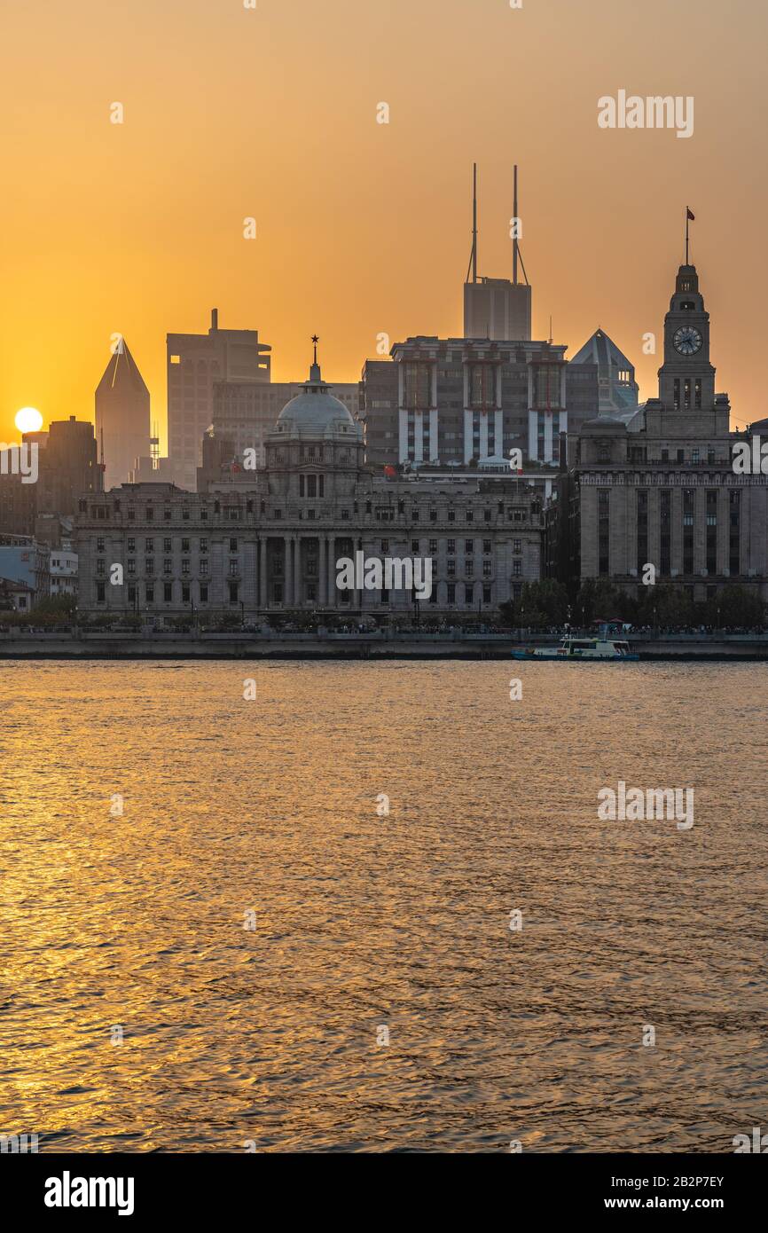 SHANGHAI, CHINA, OCTOBER 30: View of historic riverside architecture ...