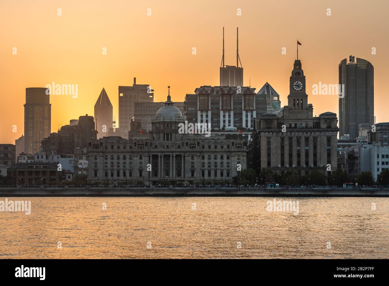 SHANGHAI, CHINA, OCTOBER 30: View of historic riverside architecture ...